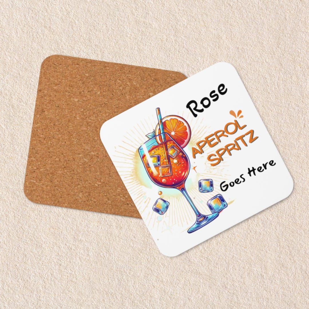 Aperol Spritz Drink Coaster, Vibrant Cocktail Art Coaster for Bar Décor ...