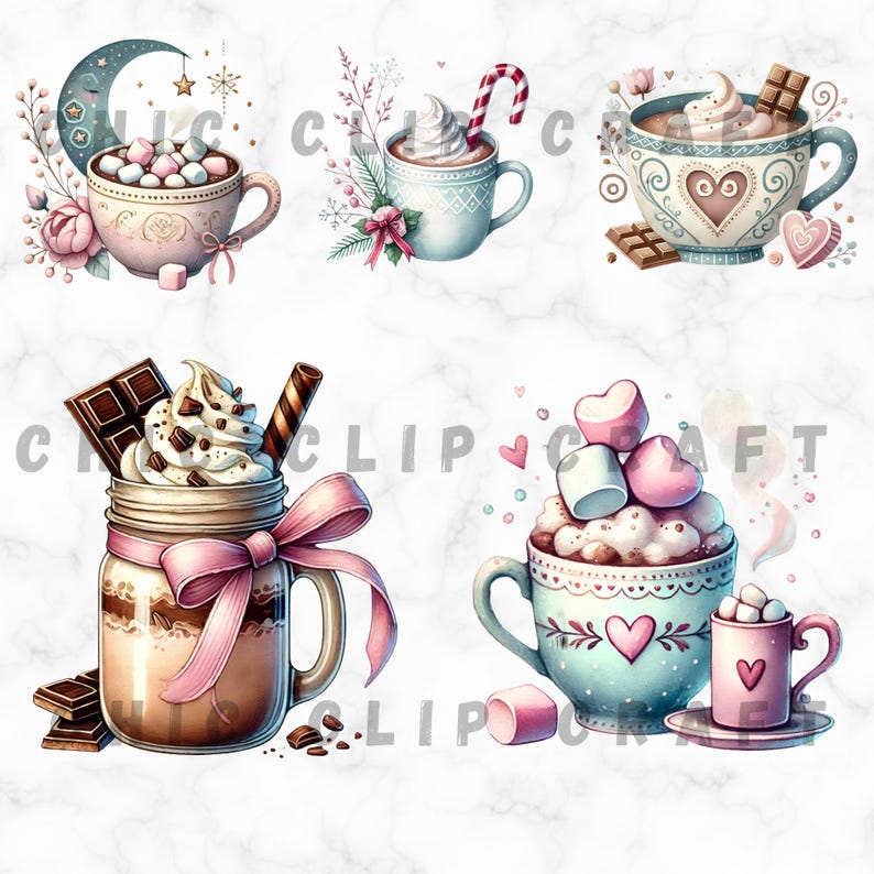 Valentine’s Hot Cocoa Mug Clipart, Cute Coffee Mug Clipart, Chocolate ...