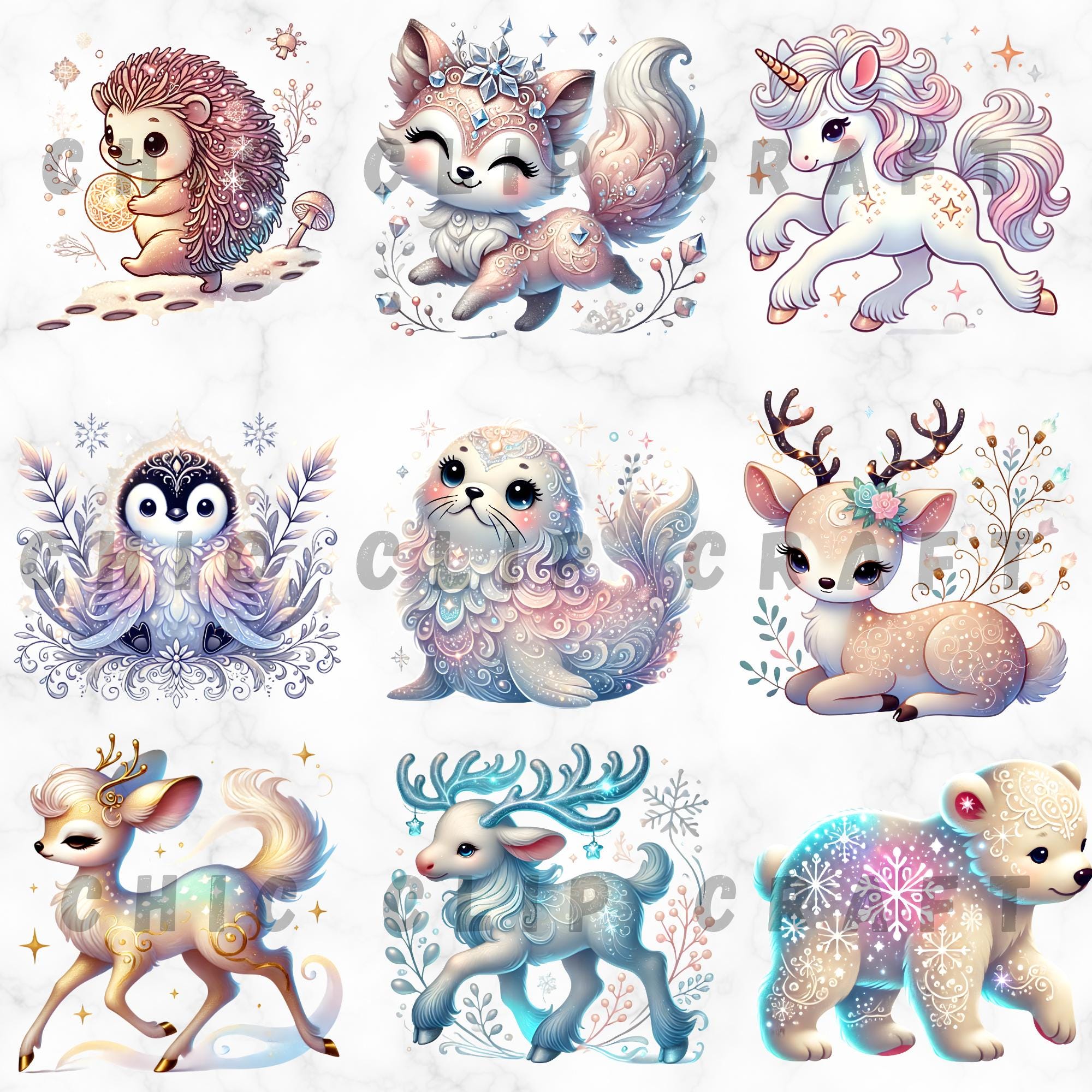 Rustic Winter Woodland Animals Clipart Bundle - Rustic Winter Fox ...