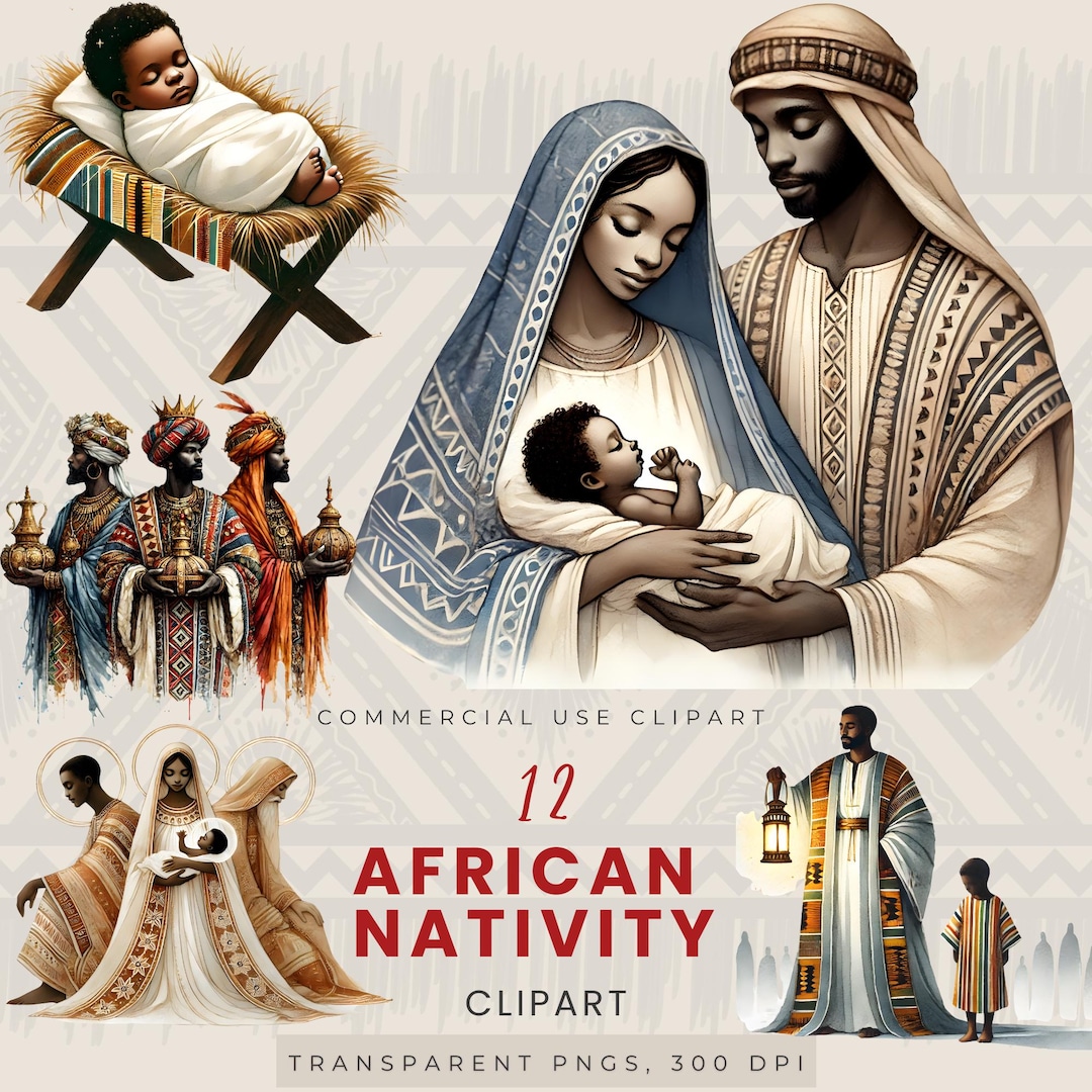 African American Nativity Clipart - Diverse Christmas Scene PNG ...