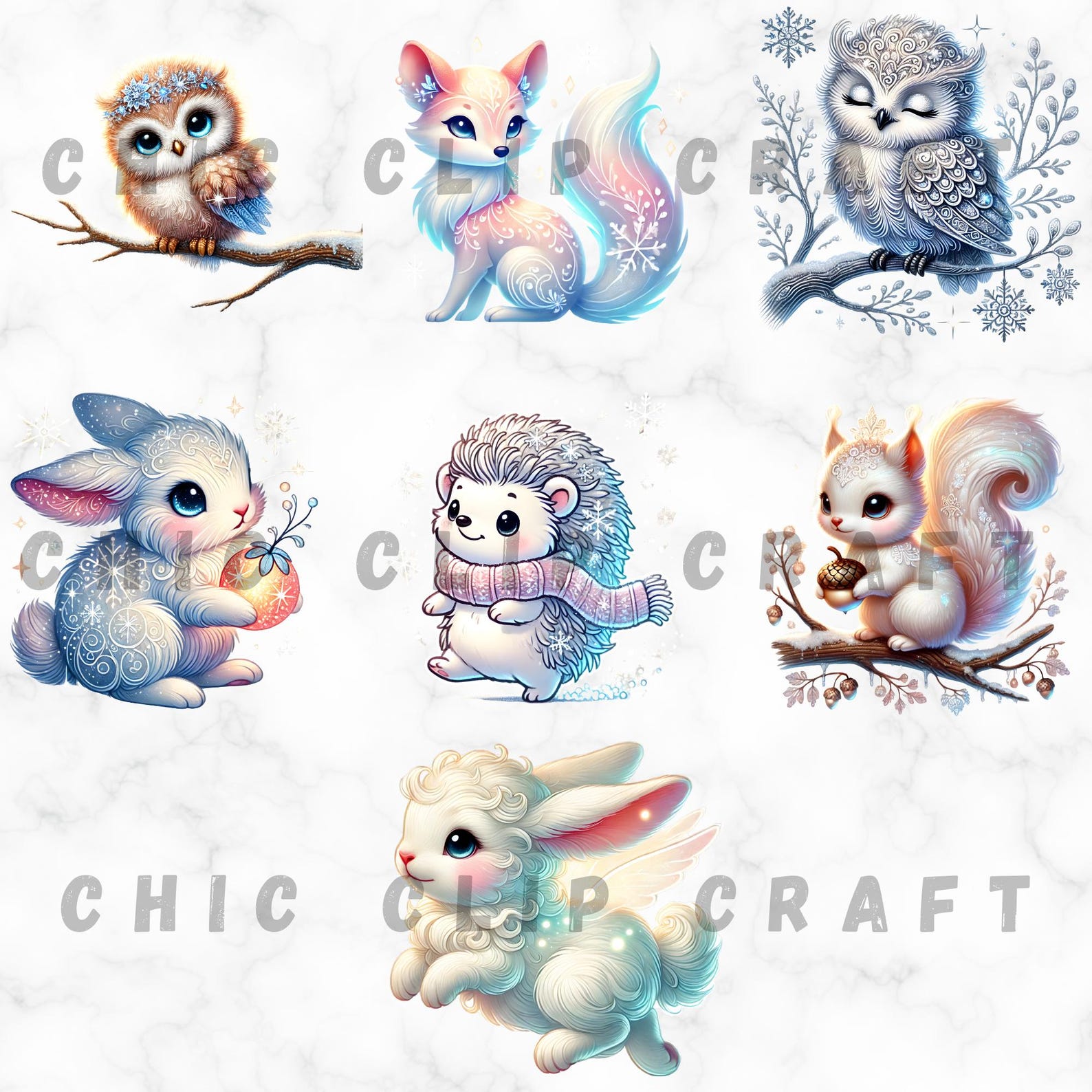 Rustic Winter Woodland Animals Clipart Bundle - Rustic Winter Fox ...