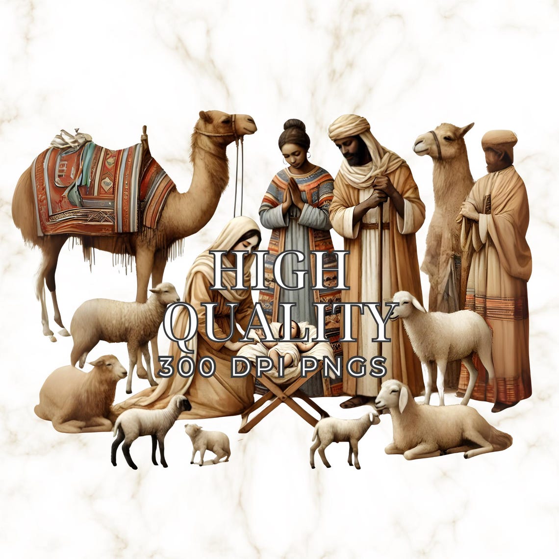 African American Nativity Clipart | Diverse Christmas PNG Graphics ...