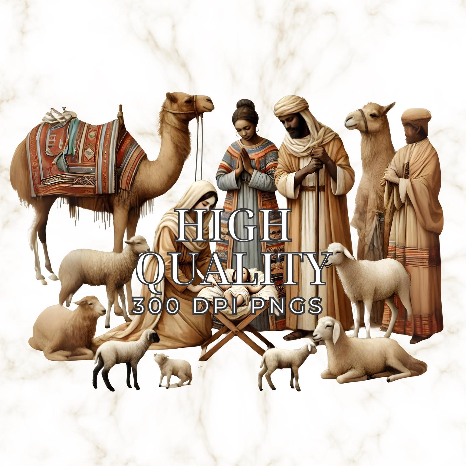 African American Nativity Clipart - Diverse Christmas Scene PNG ...