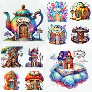 Magical Library Clipart Set, Fantasy Bookshop PNG (digital Download) - Etsy