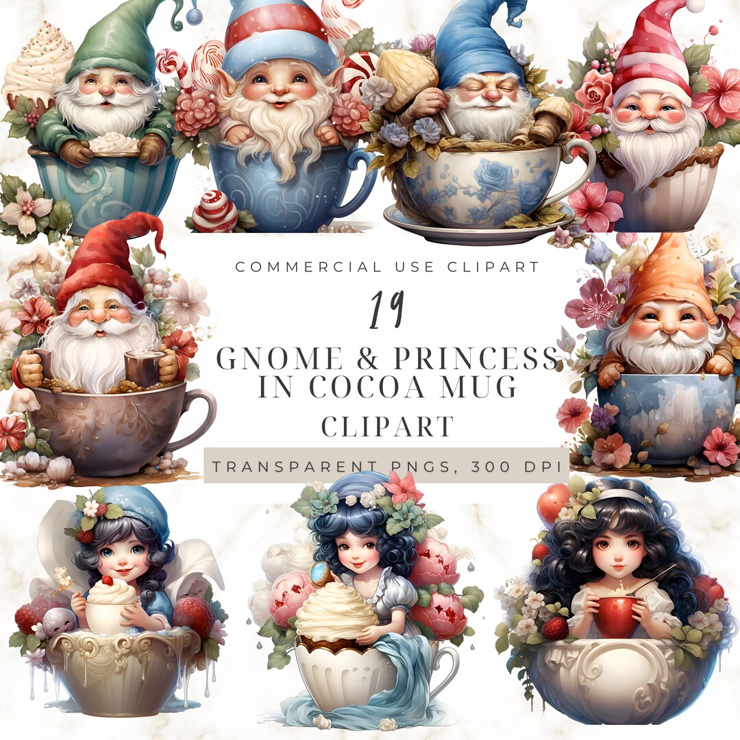 Watercolor Hot Cocoa Gnomes Clipart - Cute Christmas Gnome PNG ...