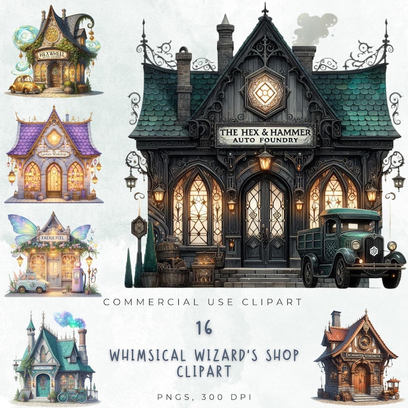 Whimsical Wizard Shop Clipart – Fantasy PNG Set - Etsy