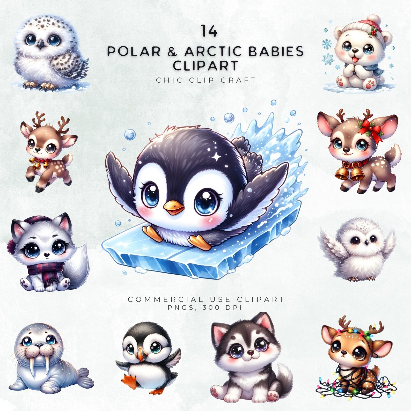 Cute Chibi Kawaii Animal Clipart Bundle PNG | 136 Adorable Baby Forest ...