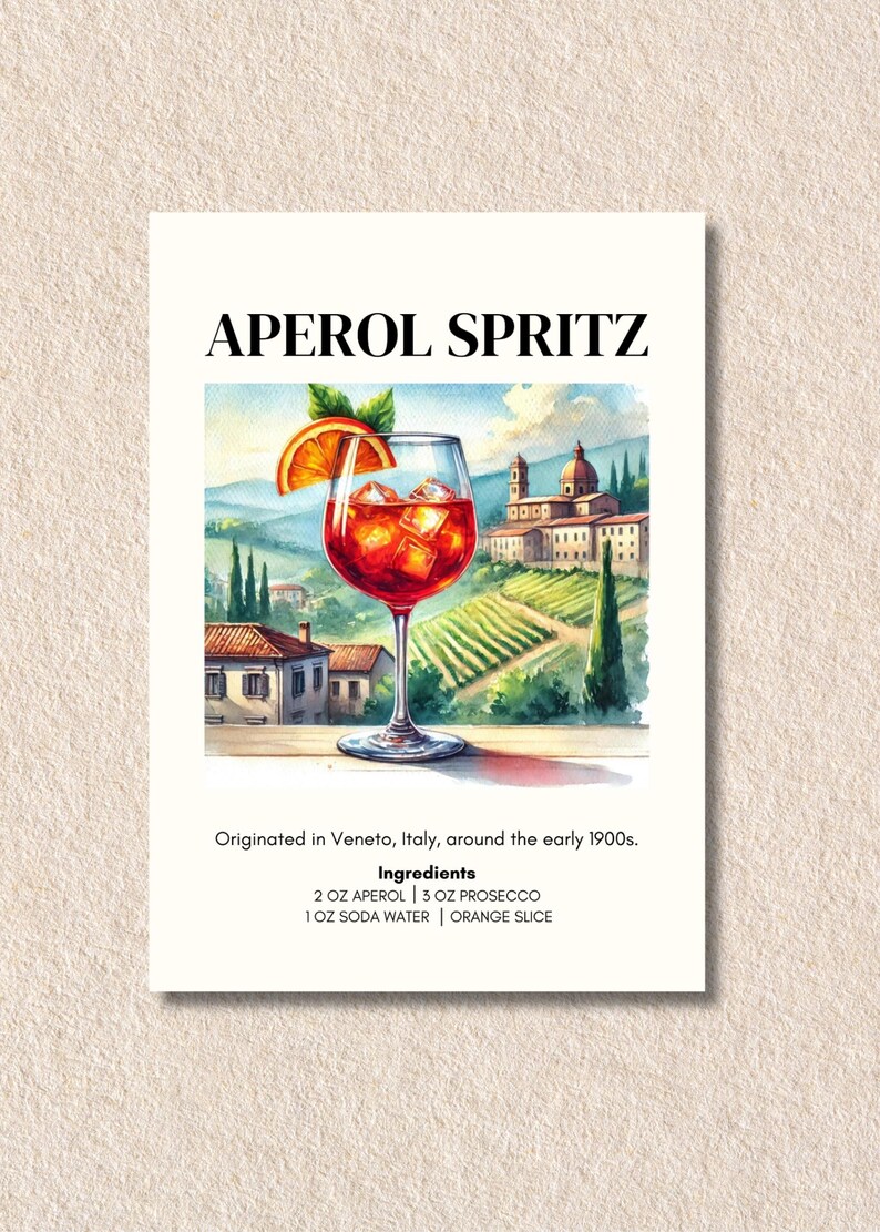 Aperol Spritz Print, Signature Drink, Aperol Spritz, Aperol Spritz Gift ...