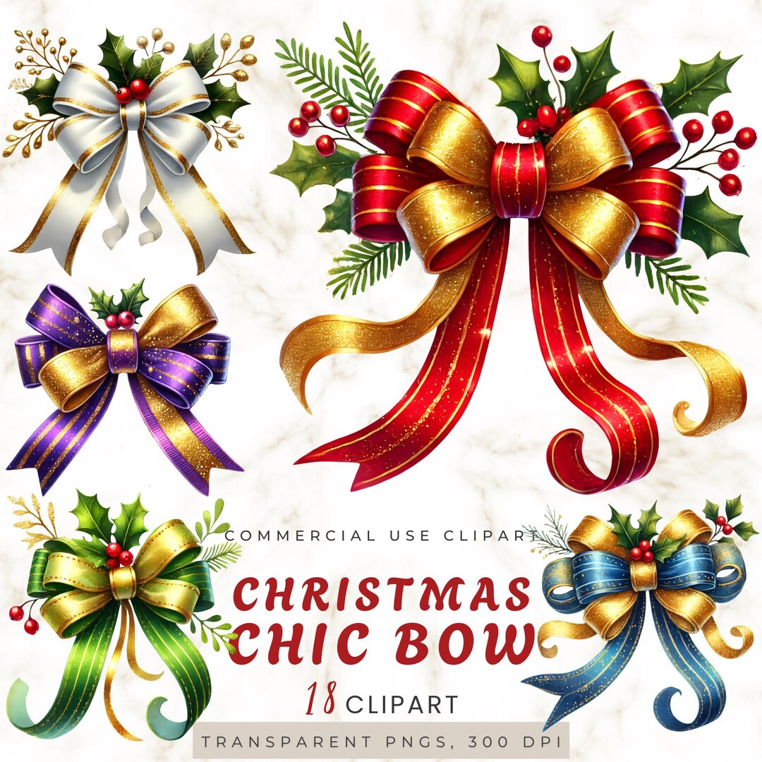 Whimsical Christmas Bows Clipart - Christmas Tree Cake PNG - Cute ...