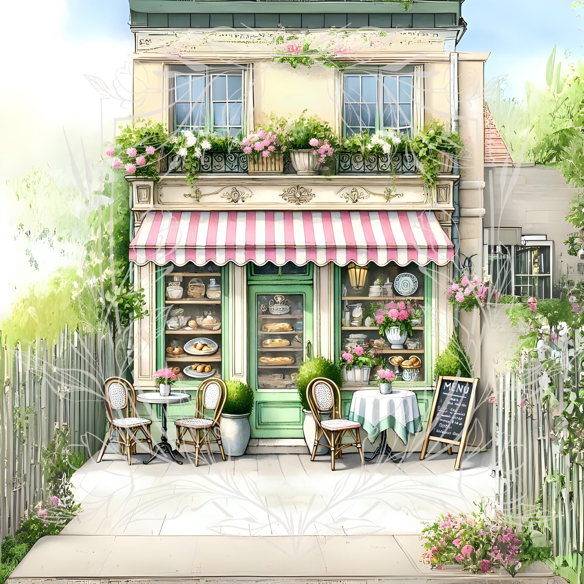 15 Vintage French Cafe Digital Art Print, Parisian Coffee Shop Wall ...