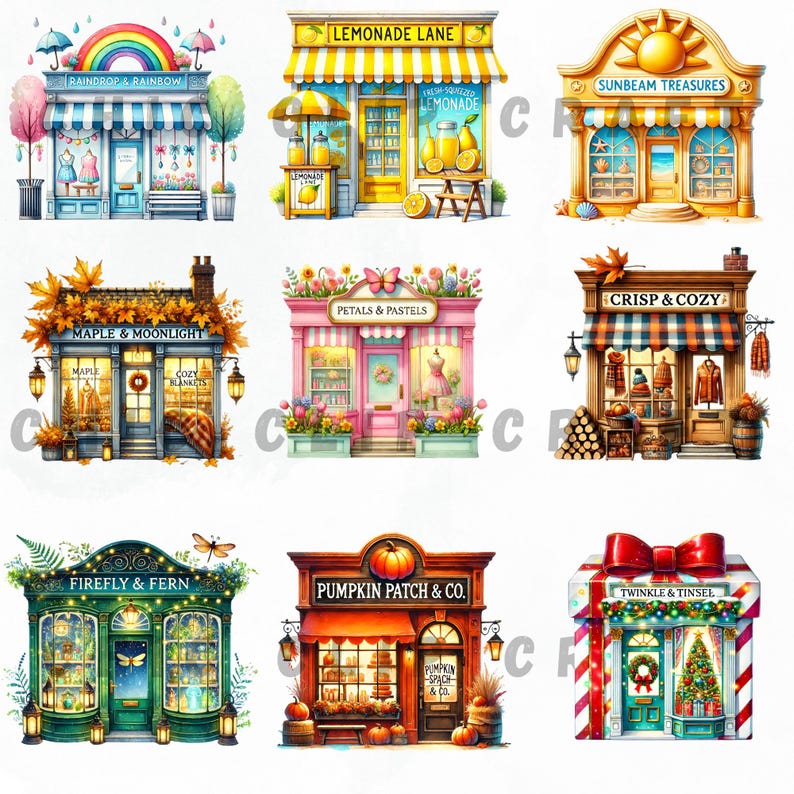 15 Whimsical Seasonal Store Clipart, Fantasy Bookshop PNG, Magical ...