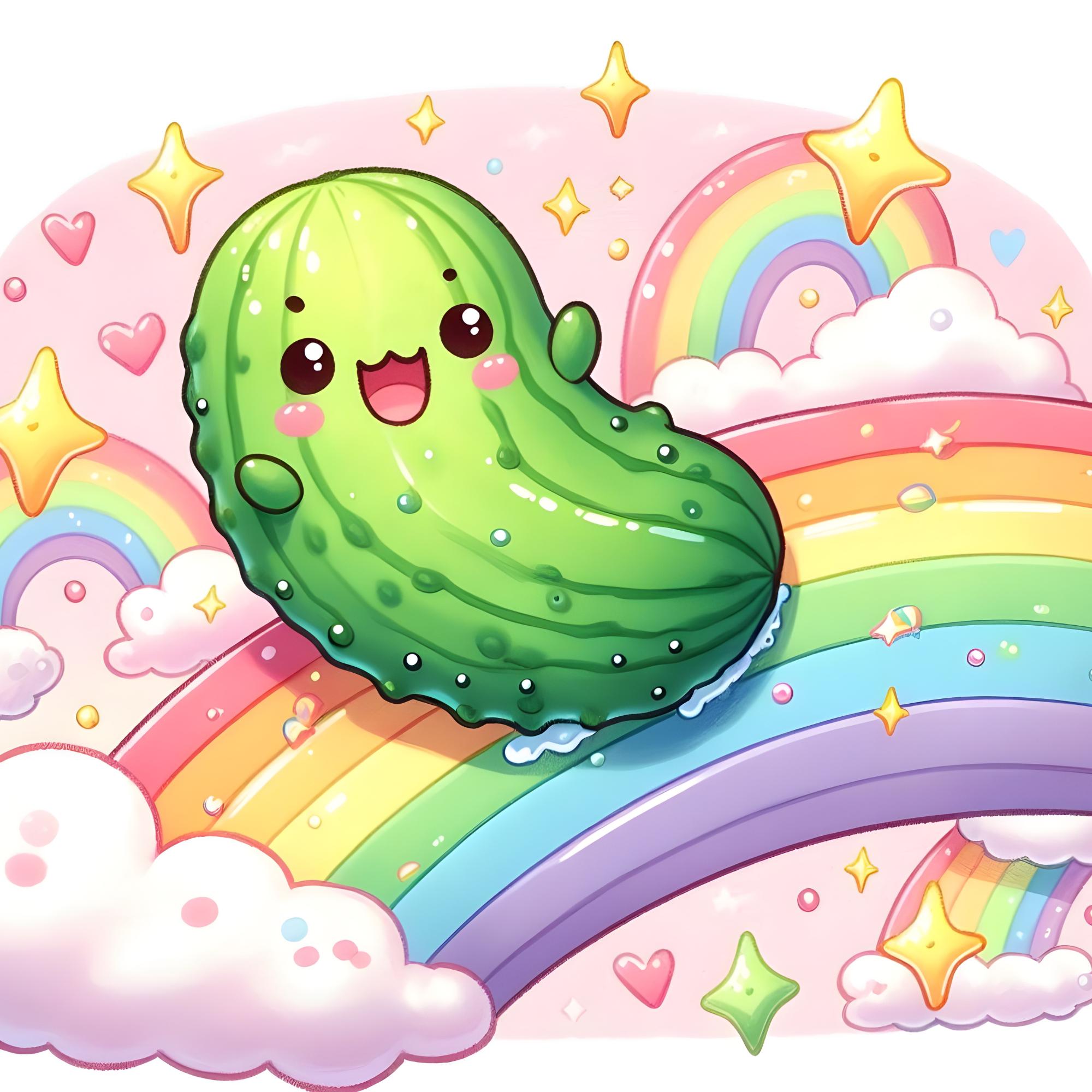 10 Cute Pickle Cucumber Clipart PNG Bundle | Kawaii Pickle Holding ...