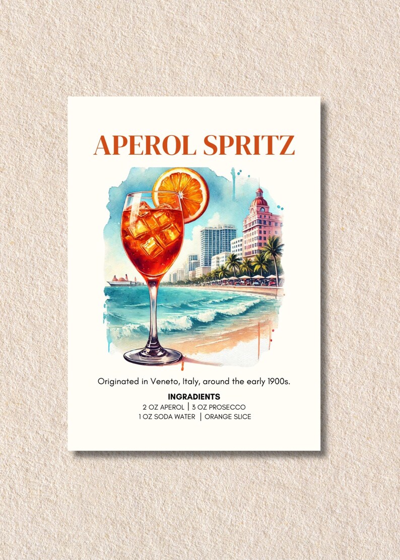 Aperol Spritz Print, Aperol Spritz, Aperol Spritz Gift, Signature Drink ...