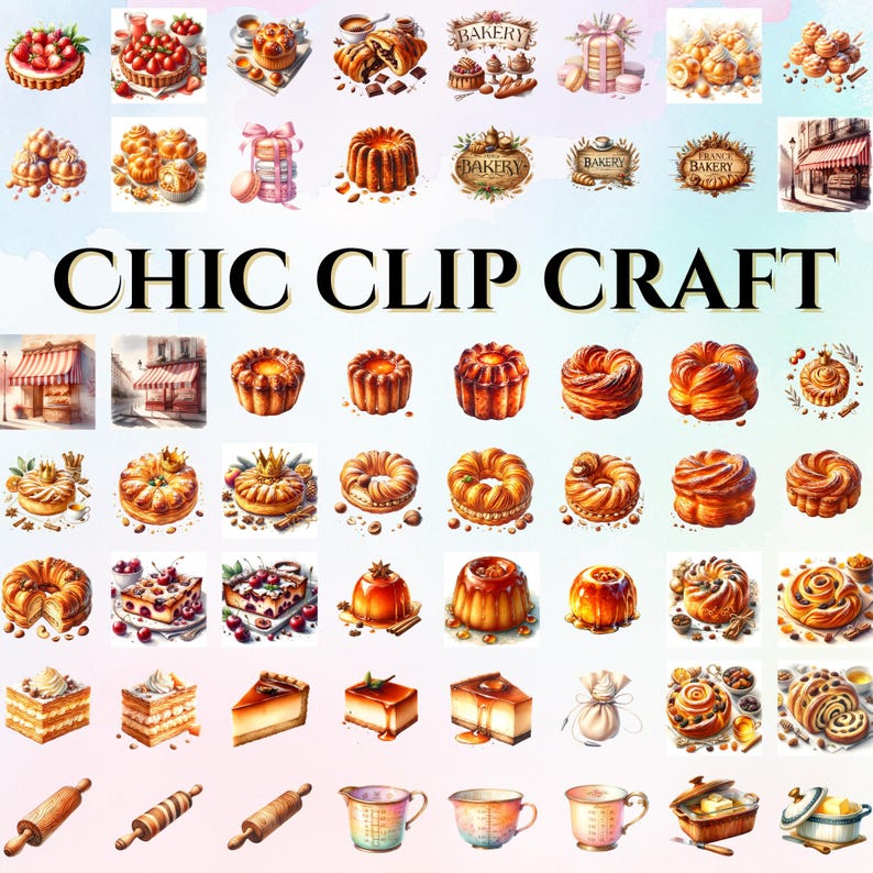 Vintage Bakery Baking Clipart Set - Commercial Use Graphics - Etsy