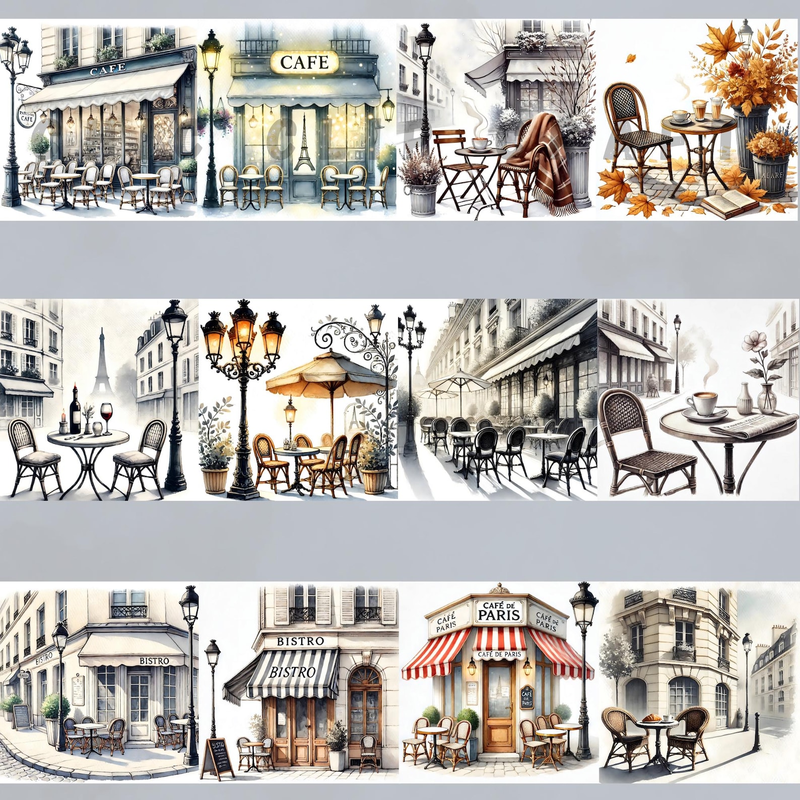 Vintage Parisian Cafe Print, French Bistro Wall Art (digital Download ...