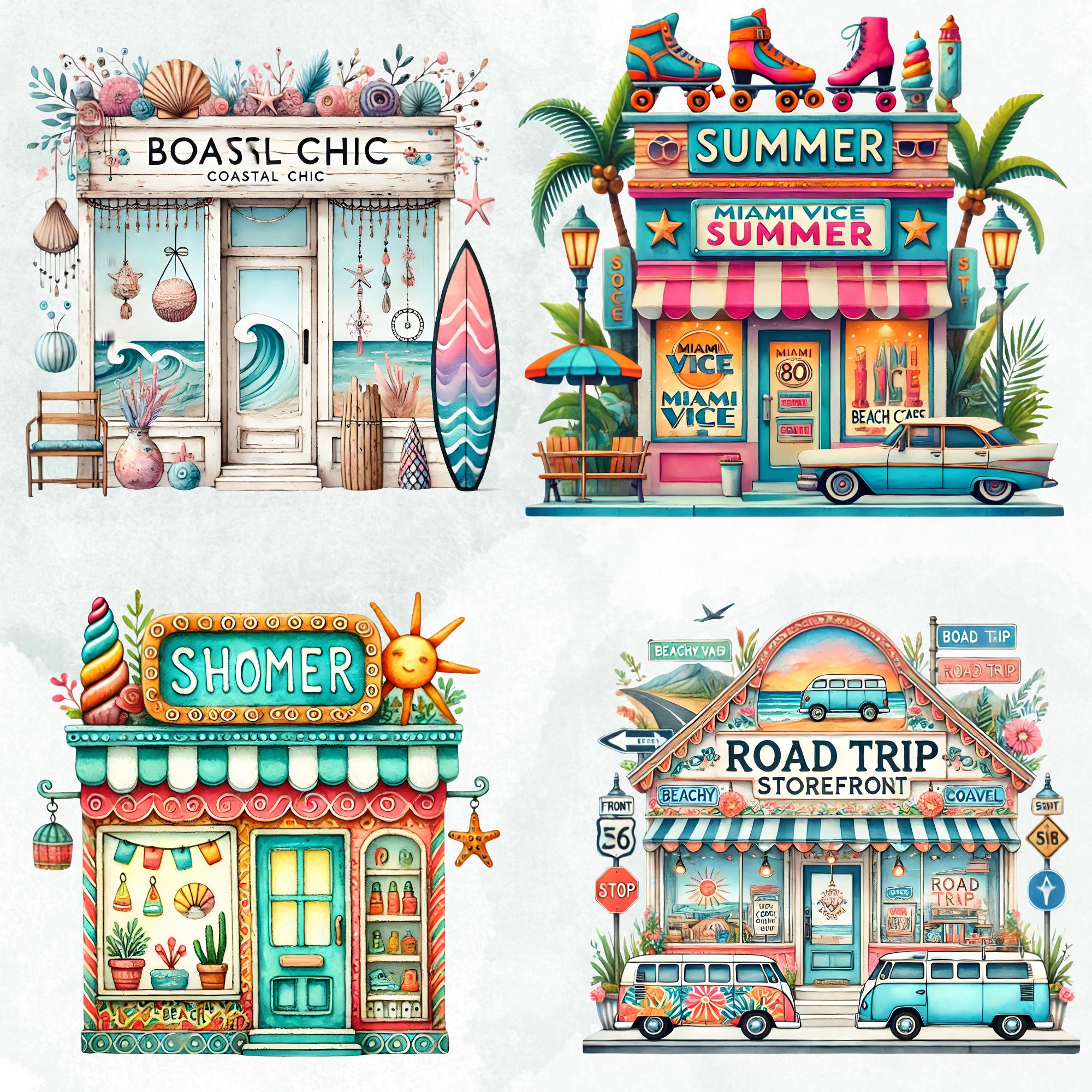 Retro Beach Store Clipart, Summer PNG Graphics (digital Download) - Etsy