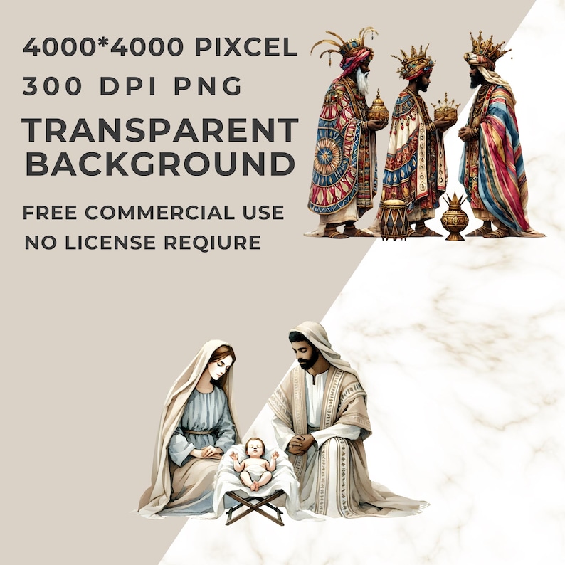 African American Nativity Clipart - Diverse Christmas Scene PNG ...