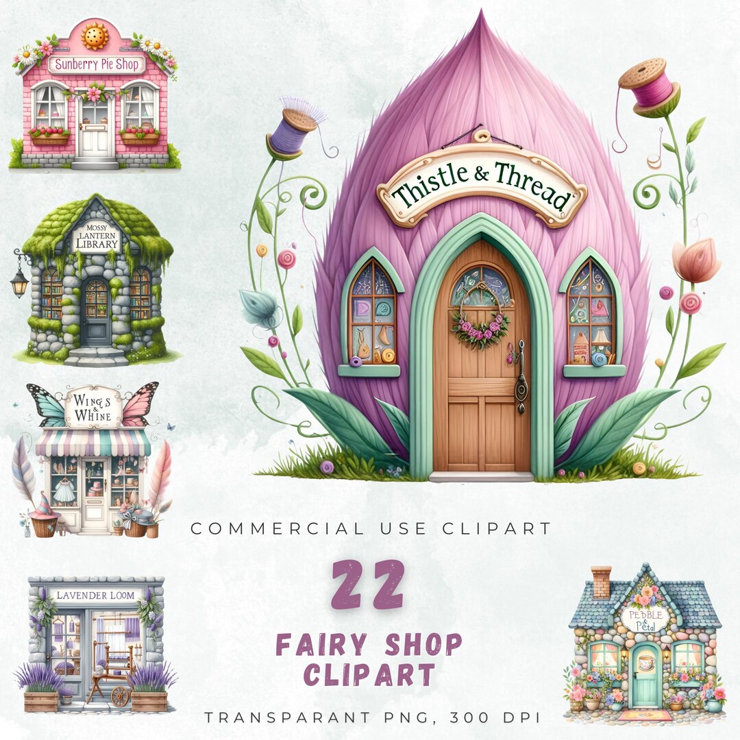 Fairy Shop Clipart Bundle, Fantasy Cottage Graphics (22 Pngs) - Etsy