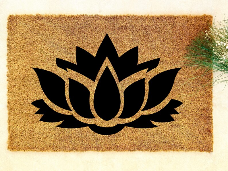 Lotus Flower Doormat, Lotus Symbol Mat, Namaste Doormat, Meditation ...