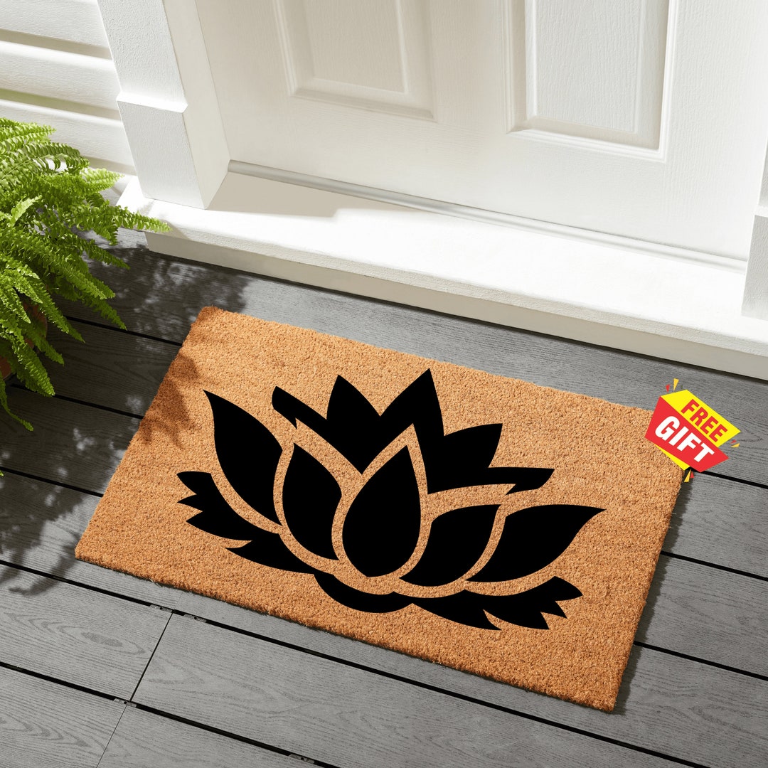Lotus Flower Doormat, Lotus Symbol Mat, Namaste Doormat, Meditation ...