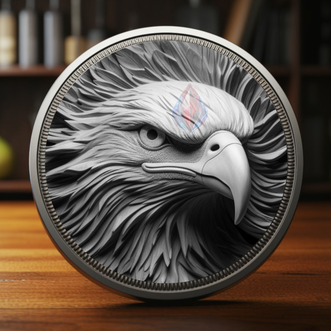 Eagle COIN Laser Engrave File 3D Illusion Burn PNG Lightburn Glowforge ...