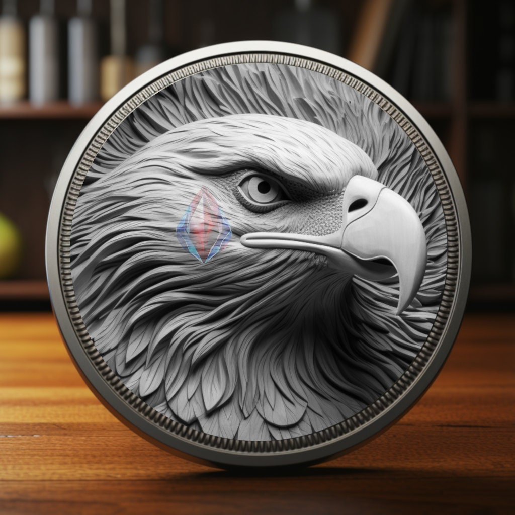 Eagle COIN Laser Engrave File 3D Illusion Burn PNG Lightburn Glowforge ...