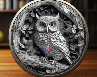 Alien COIN Laser Engrave File 3D Illusion Burn PNG Lightburn Glowforge ...