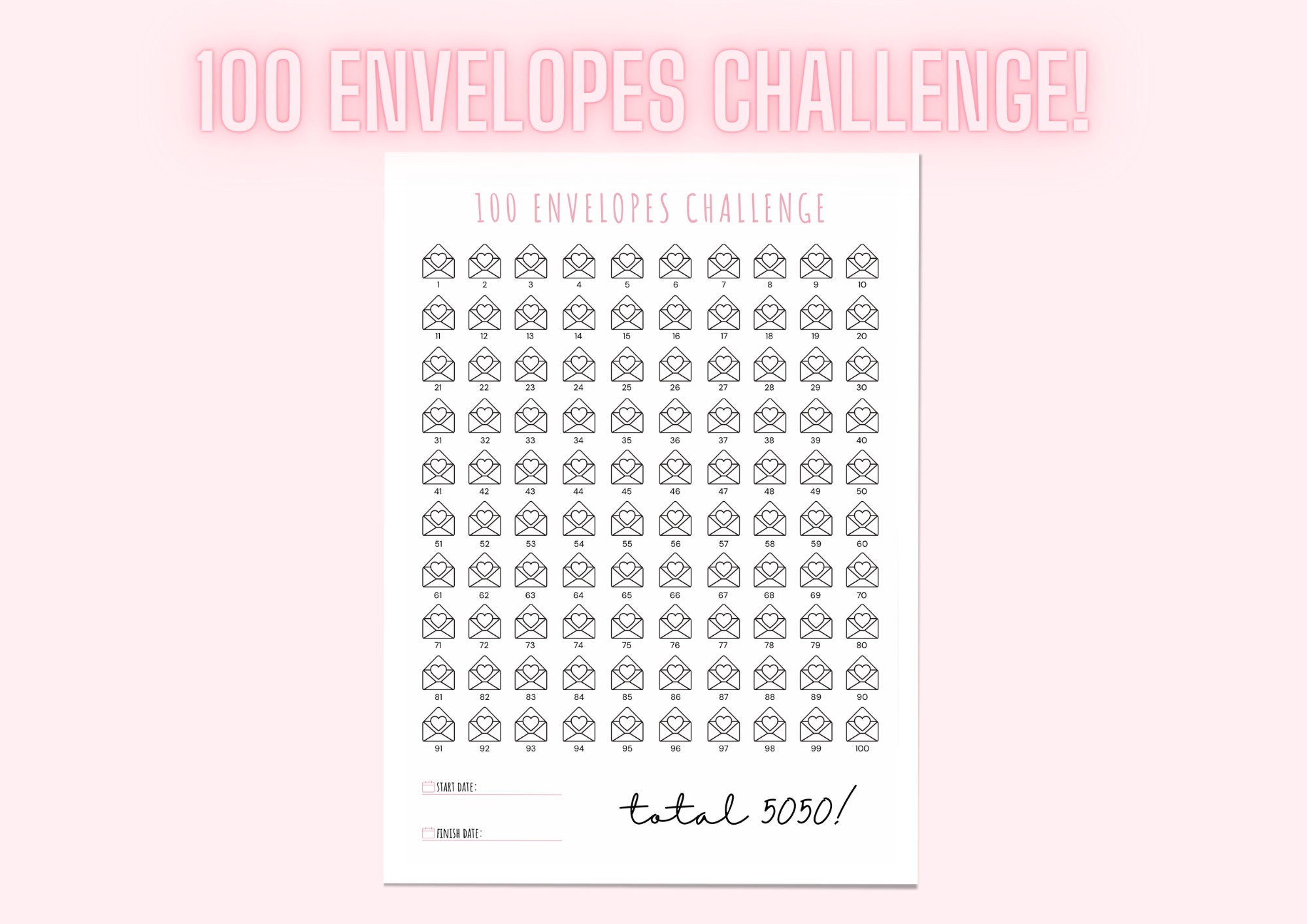 100 Envelope Challenge | Printable Savings Tracker | Cash Budgeting ...