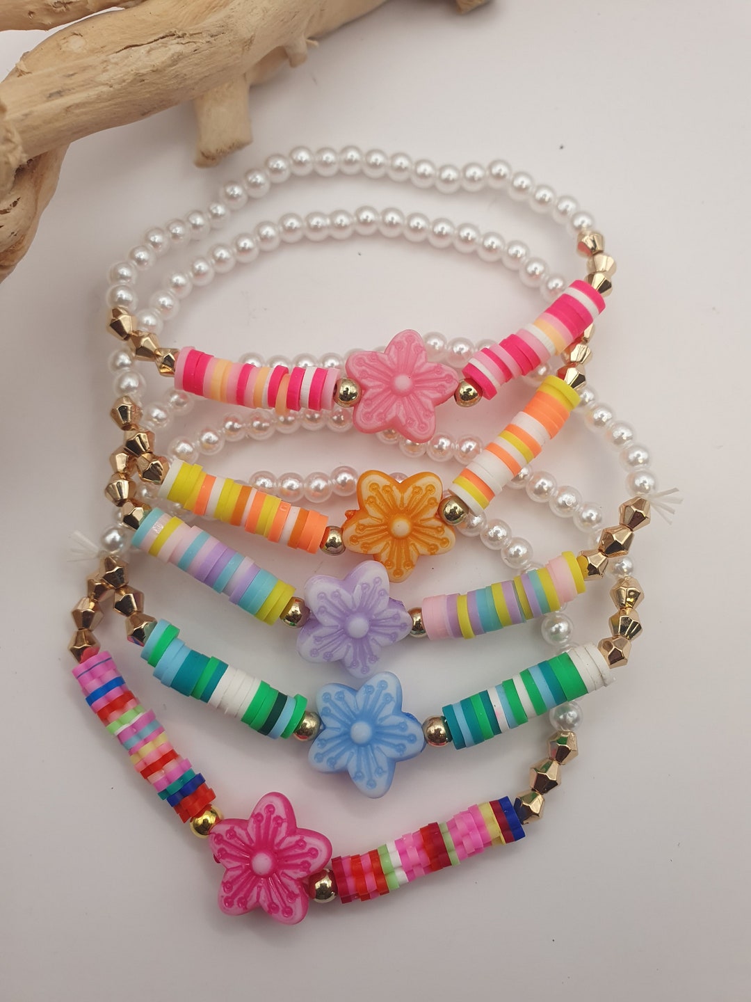 Set of 5 Girls/teens/ Beaded Bracelets Handmade, Cute Stretched ...