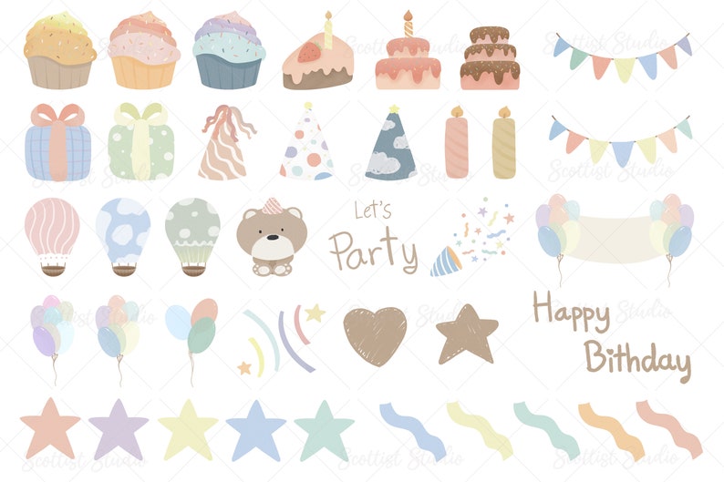 Party Clipart Bundle, Celebrate, Birthday Party, Party Invites ...