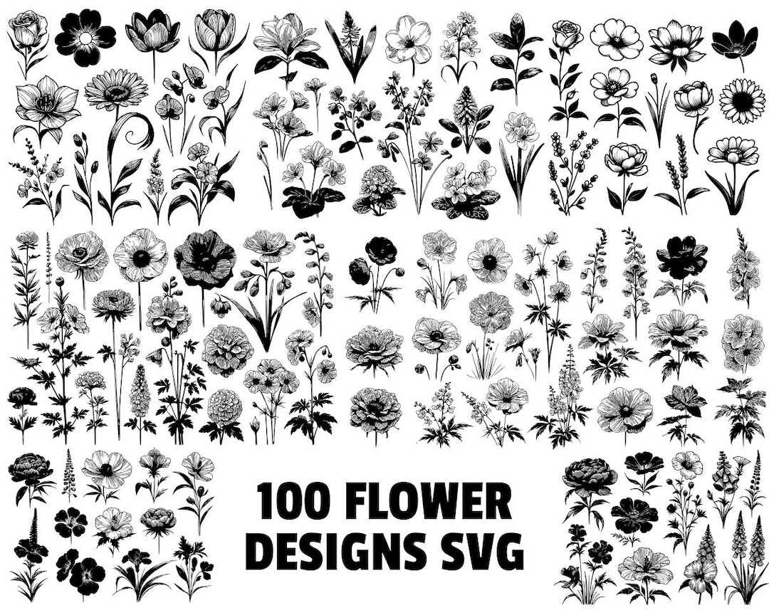 100 Flower Svg Bundle Floral Svg Bundle Flower Svg Floral Svg Plant Svg ...