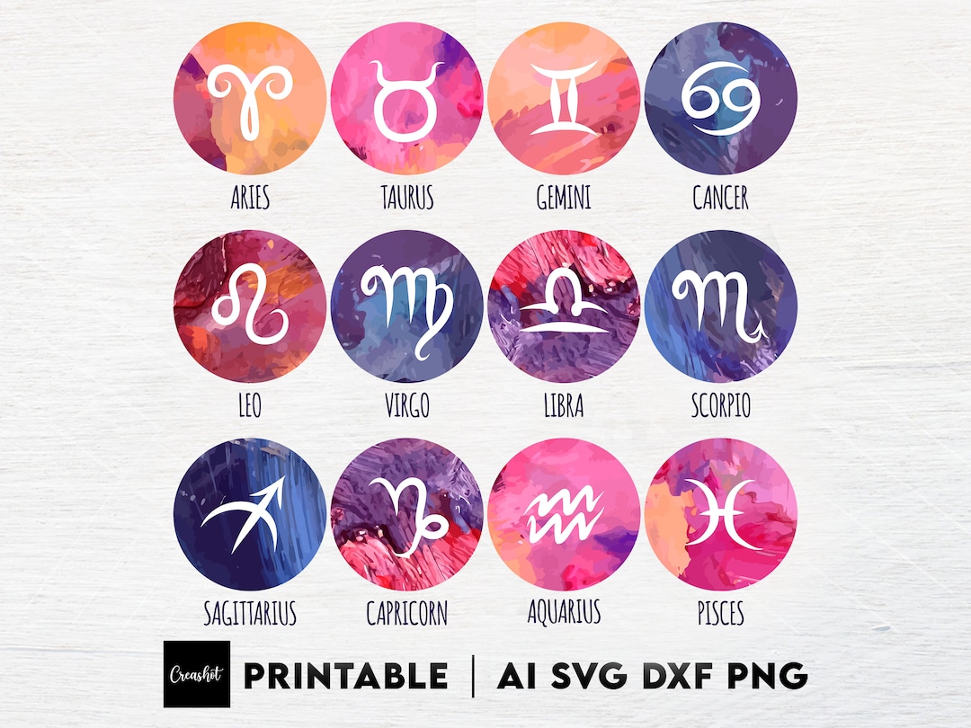 Zodiac Svg Bundle Zodiac Sign Svg Astrology Svg Birth - Etsy
