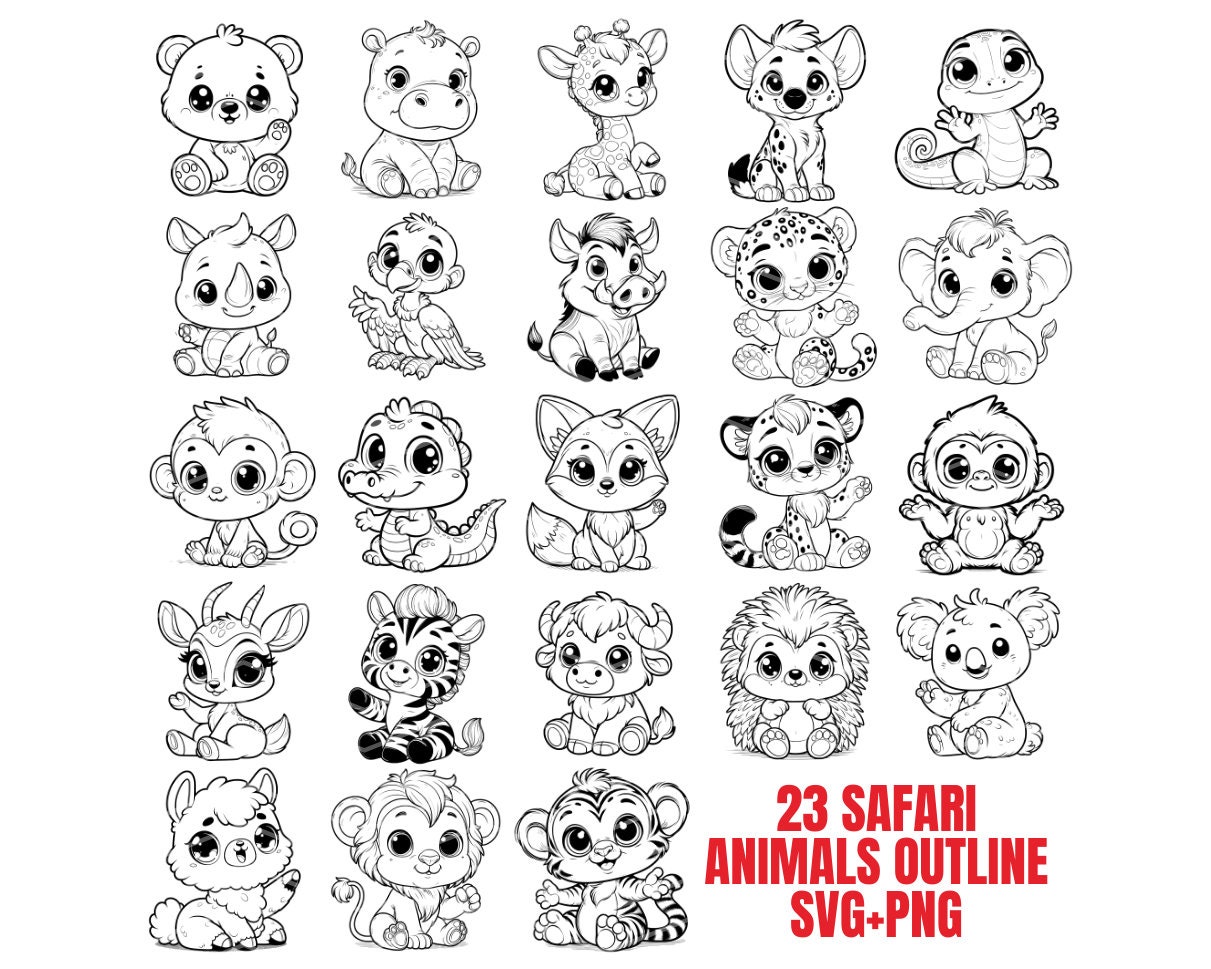Safari Animals Outline SVG, Baby Teacher, Woodland Animals Svg, Split ...