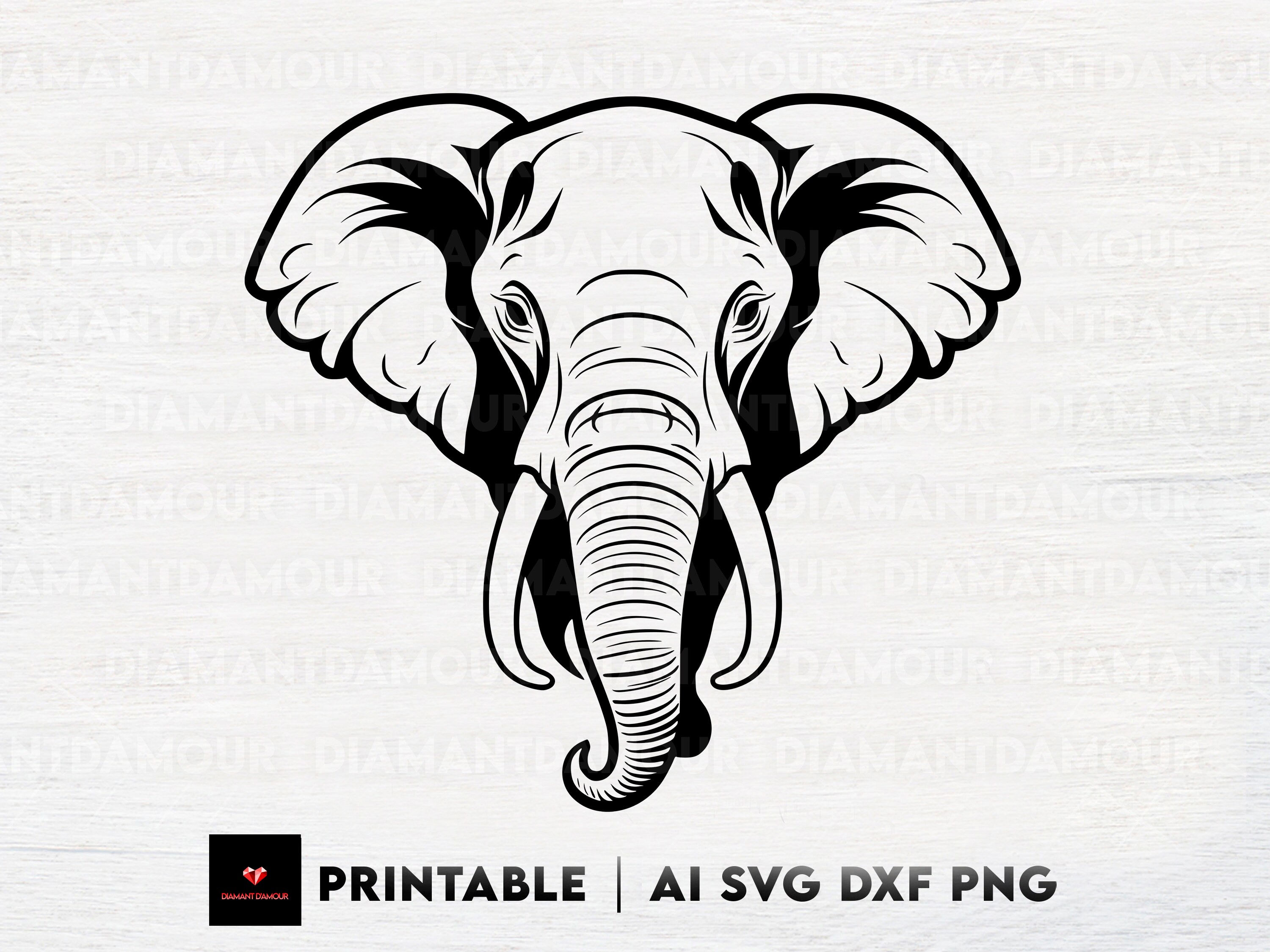 Elephant Svg File Elephant Cut File Animal Face Elephant - Etsy