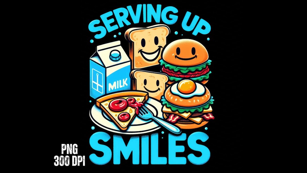 Serving up Smiles Lunch Lady PNG Printable Commercial Use - Etsy