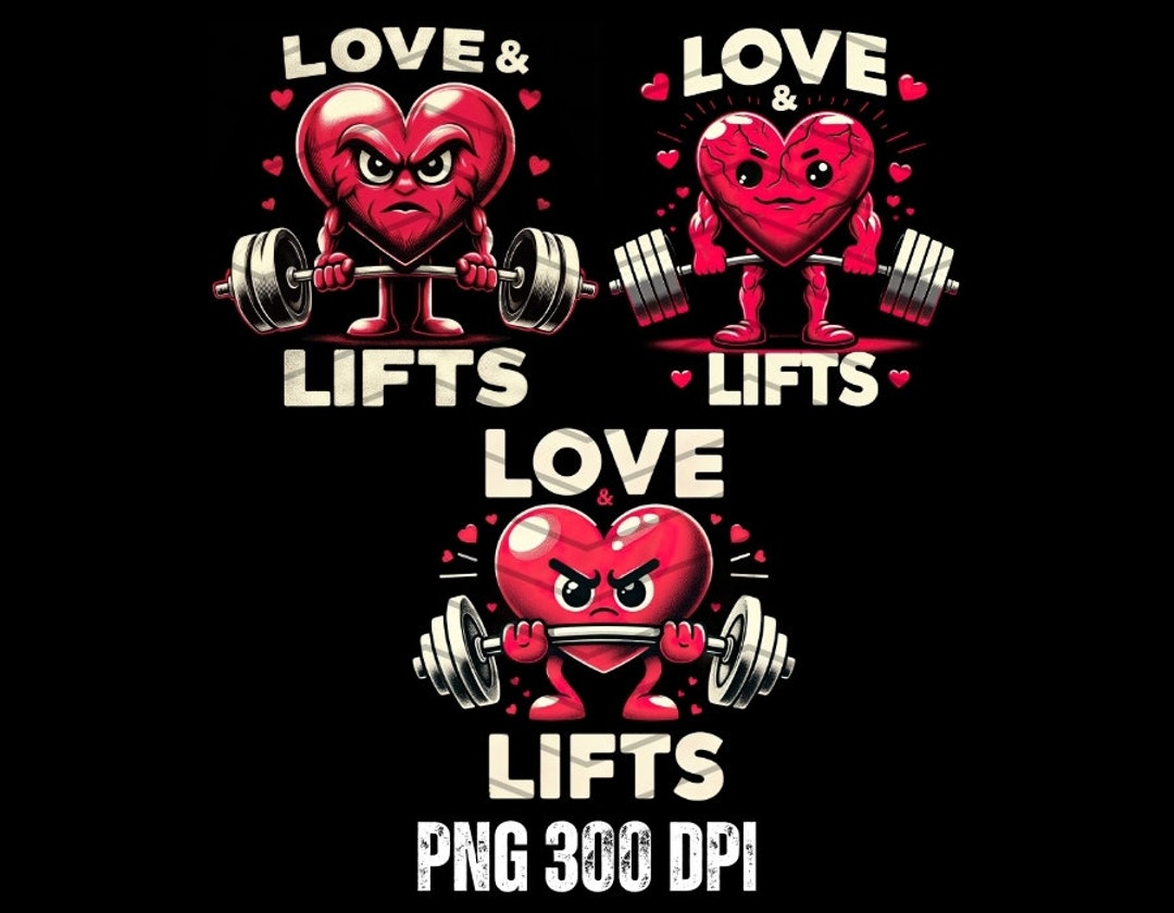 Bundle PNG Lifting Heart Valentines Day Love Fitness Gym Workout, Love ...