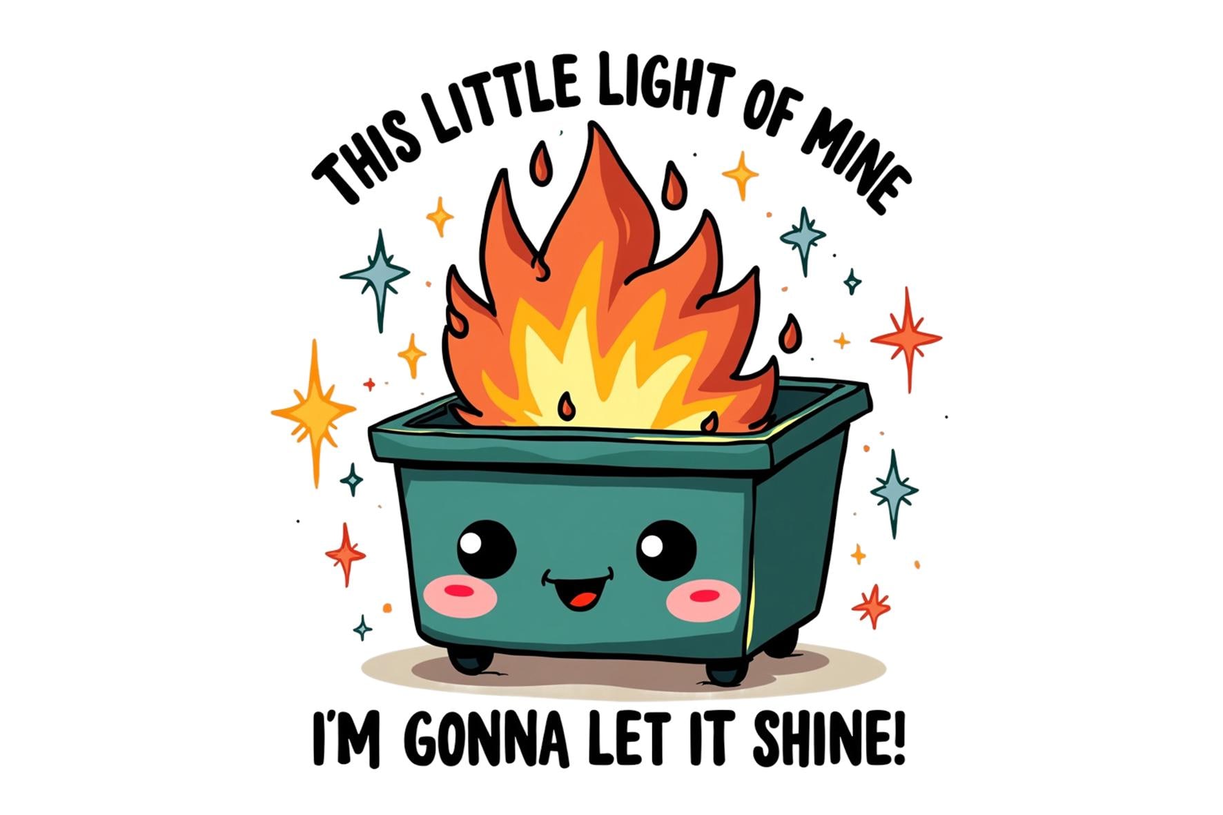 Funny Dumpster Fire Clipart, This Little Light of Mine PNG, Emotional ...