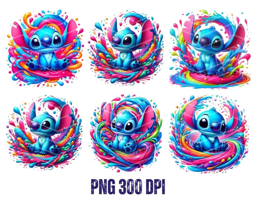 6 PNG Stitch Splash and Watercolor Digital Design PNG File for ...