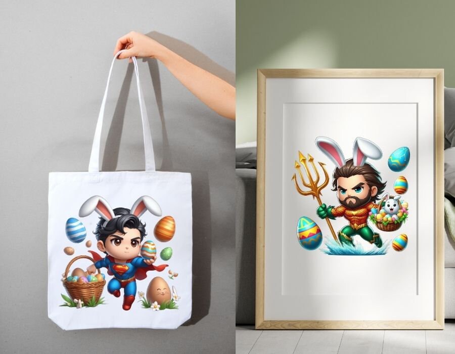 Chibi Superhero Easter Cartoon Png Bundle, Cartoon Easter Png, Happy ...