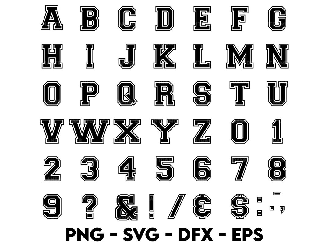 Varsity Font SVG Jersey Font Svg Sports SVG Alphabet - Etsy