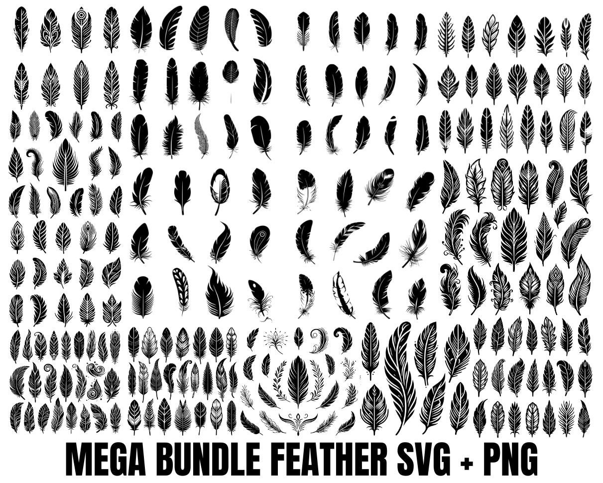 Feather Svg Bundle, Feather Birds Svg, Dxf, Png, Jpg, Feathers ...