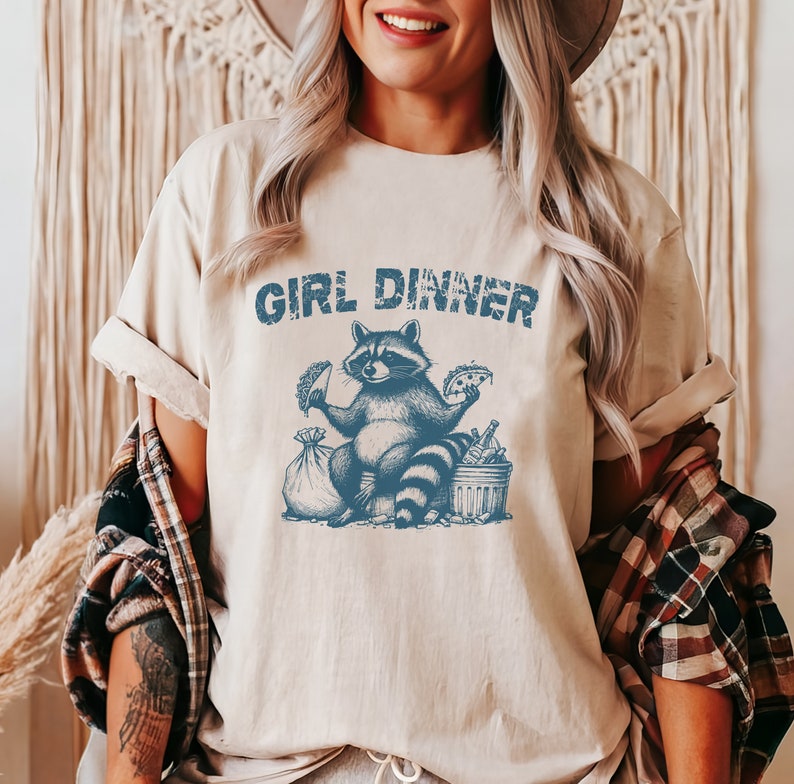 Girl Dinner Raccoon Shirt, Raccoon Meme Shirt, Vintage Raccoon T Shirt ...