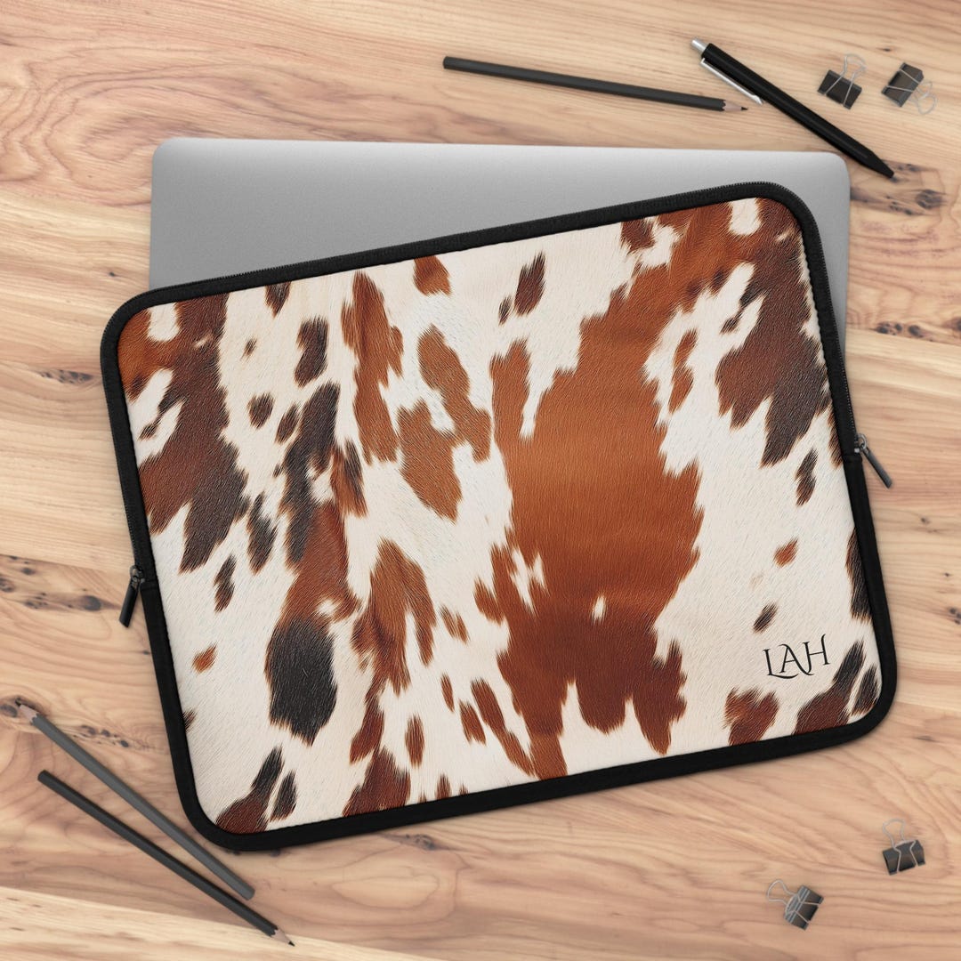 Custom Cow Print Laptop Sleeve Monogram Highland Cow Cover Cowgirl ...