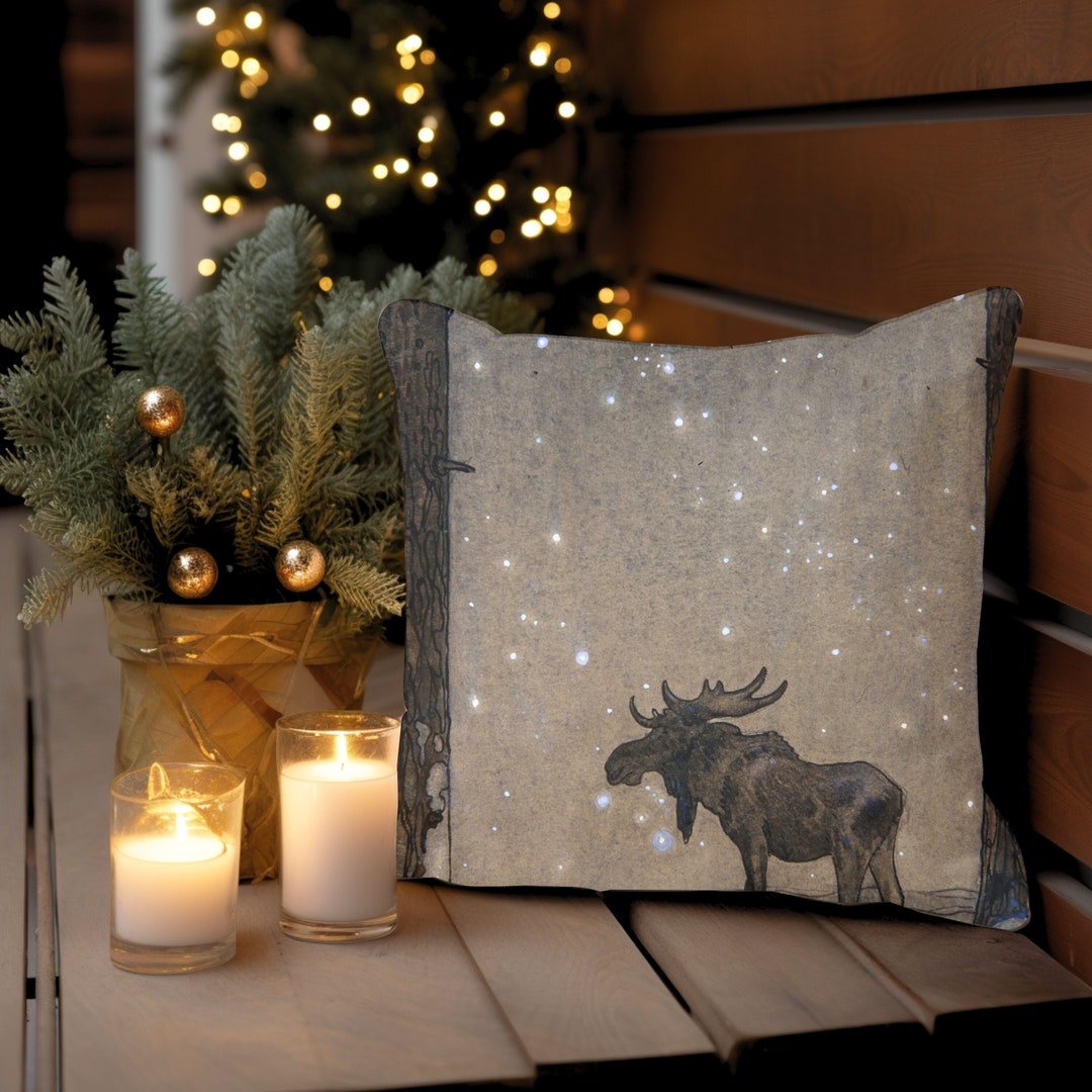Rare Throw Pillow Case, Vintage Fairytale Art the Moose John Bauer ...
