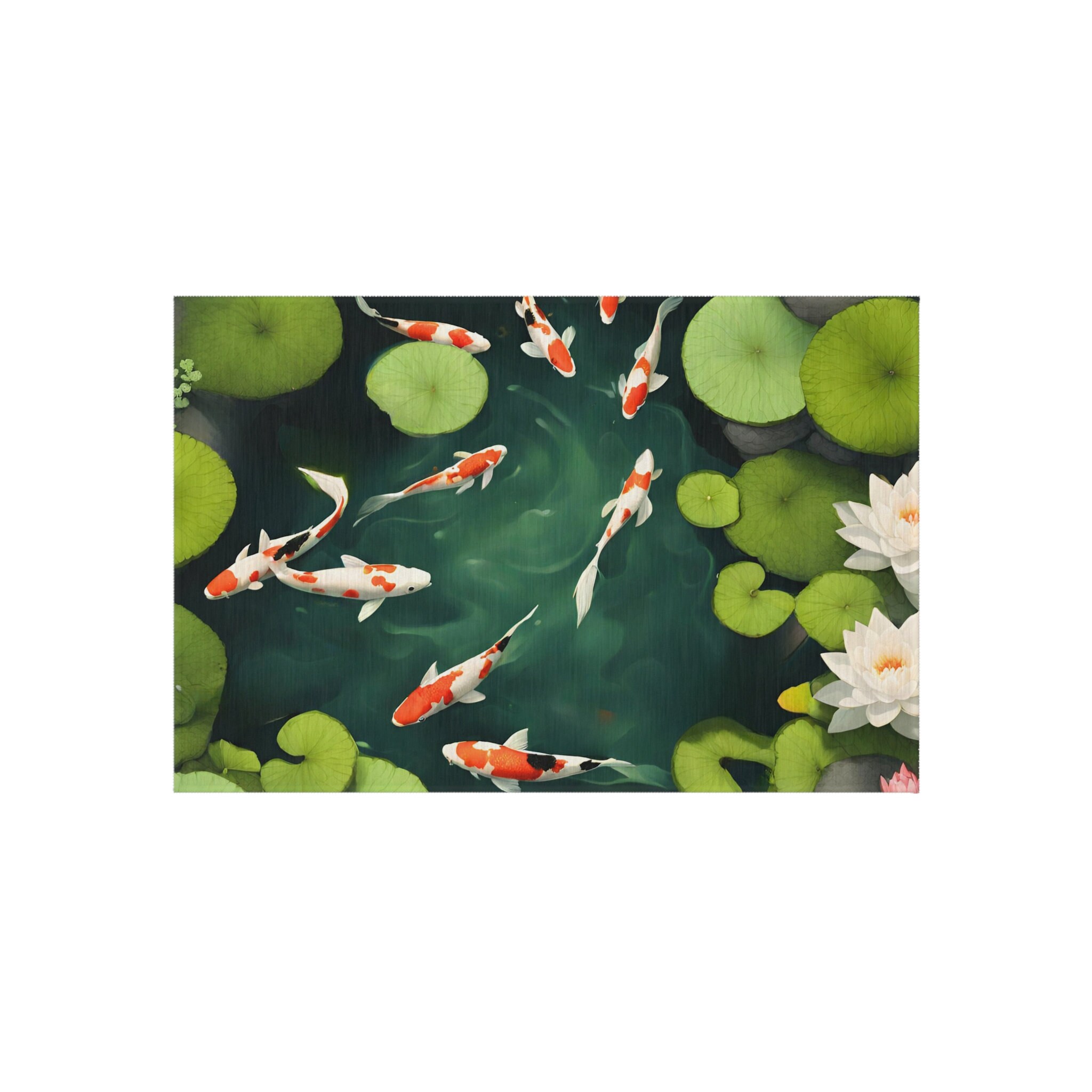 Koi Pond Outdoor Rug Watercolour Print, Perfect for Patio, Balcony ...