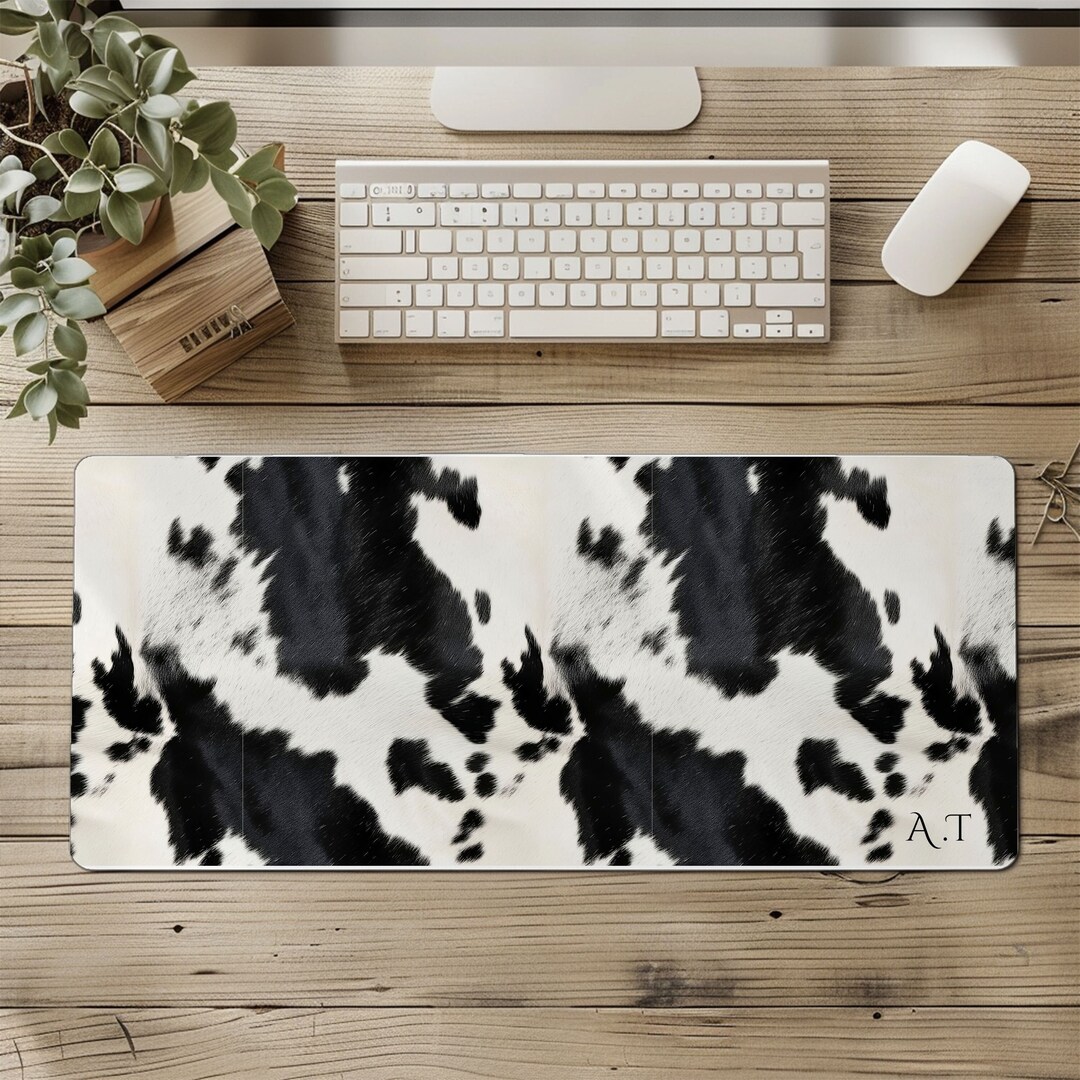 Custom Cowhide Desk Mat, Cowgirl Decore, Faux Cow Hide, Cow Print ...