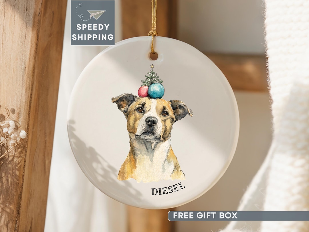Staffie Christmas Ornament Personalized Staffordshire Bull Terrier Dad ...
