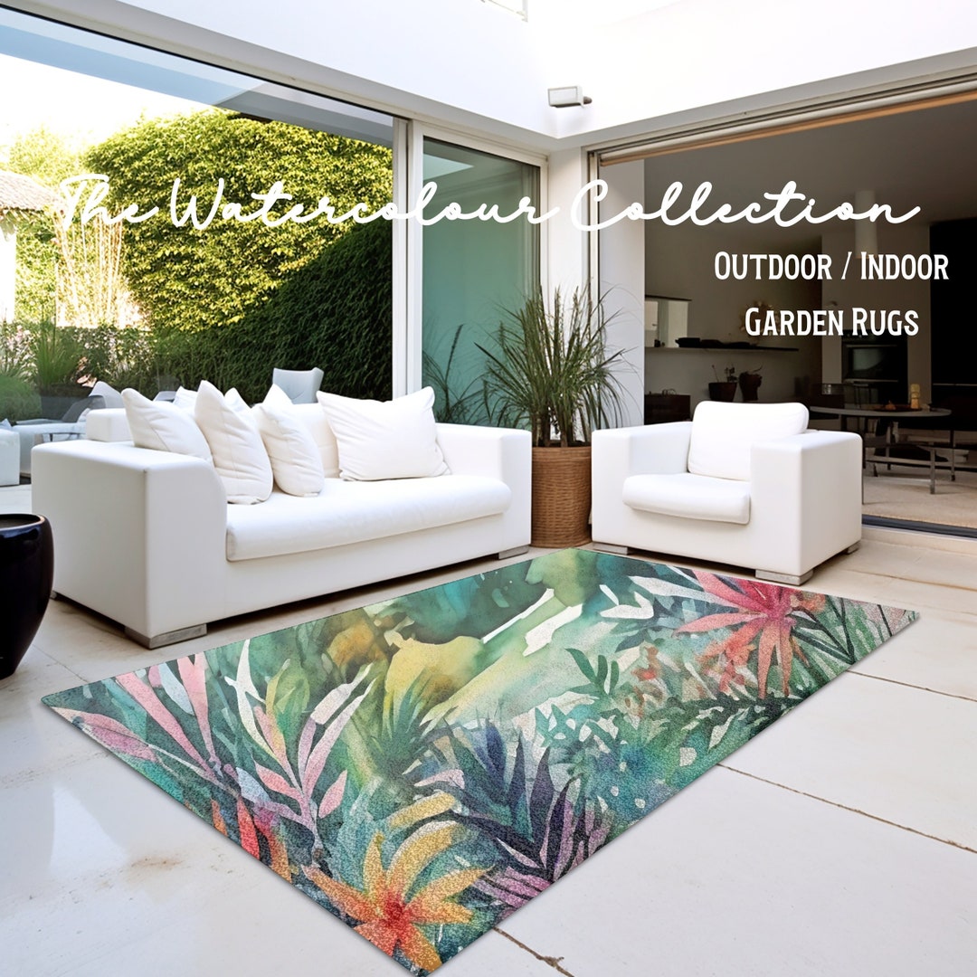 Vibrant Tropical Outdoor Rug UV Resistant Garden Decor - Trendy ...