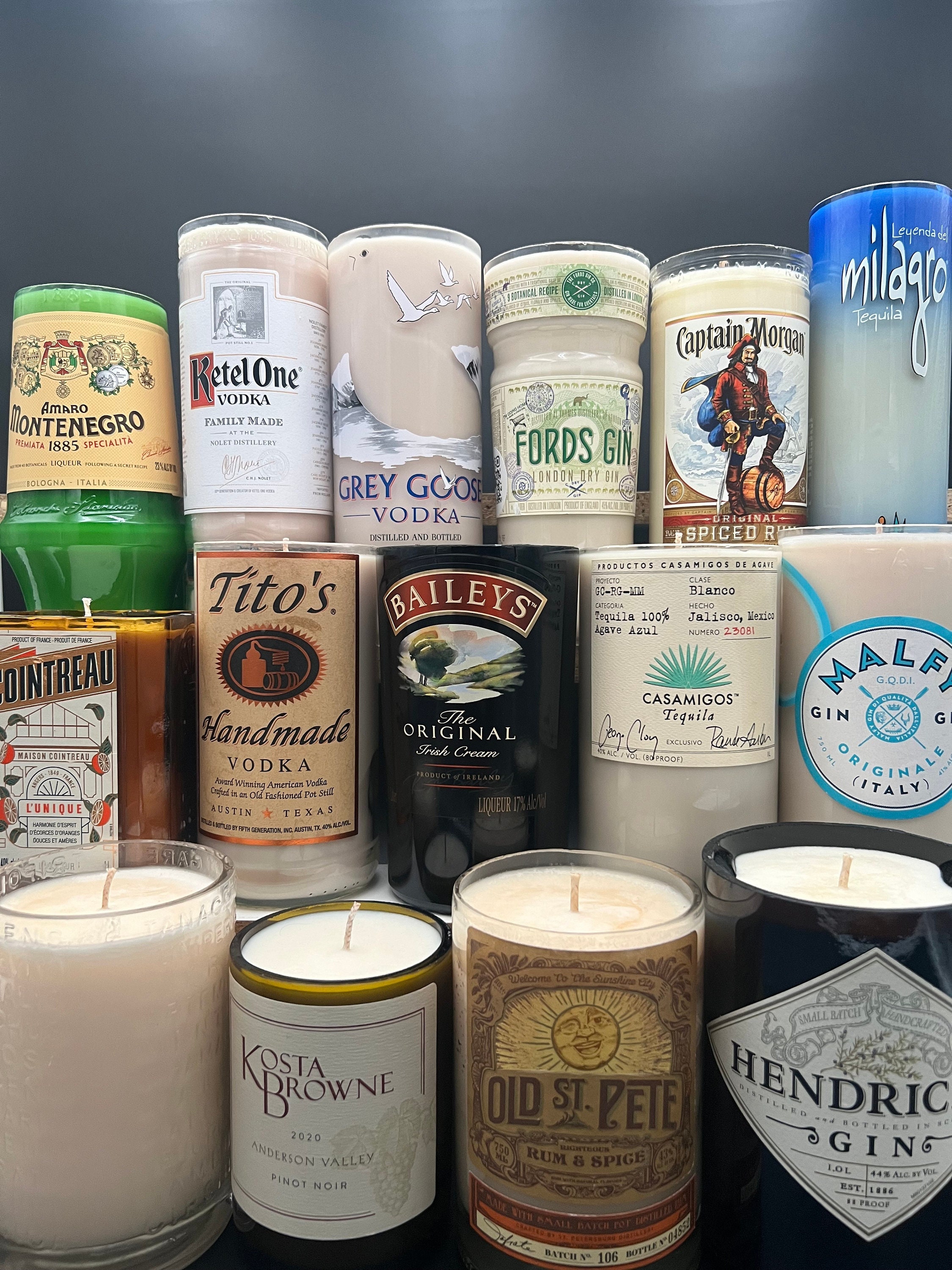 Liquor Bottle Candles Choose a Fragrance Casamigos, Grey Goose ...