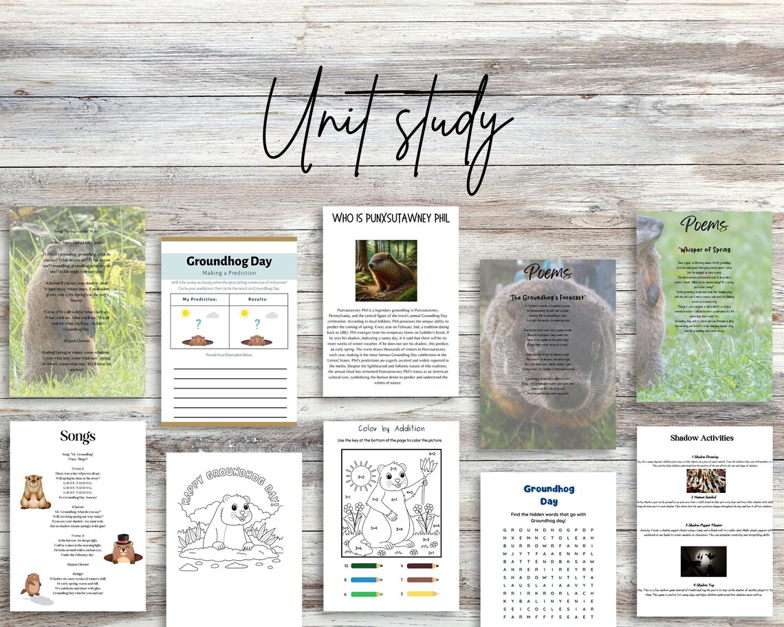 Groundhog Day Unit Study: Kids Activities & Coloring Pages (instant ...